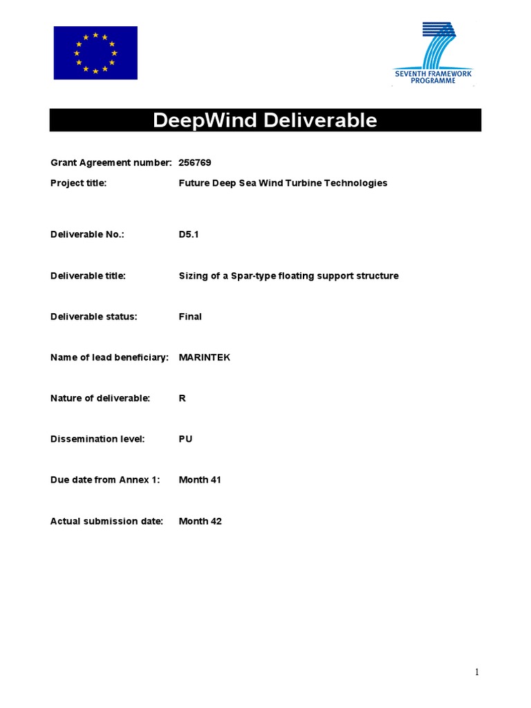 D5 1 Sizing of A Spar Type Floating Support Structure - PU | PDF ...
