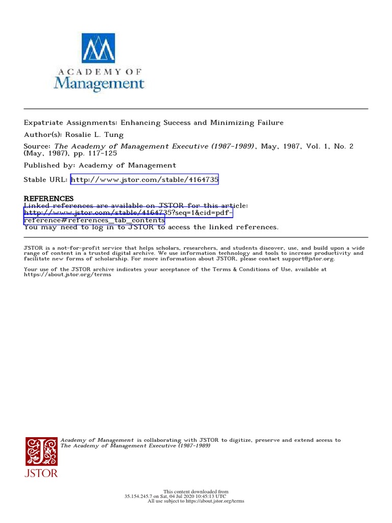Expatriate Assignments Enhancing Success and Minimizing Failure | PDF ...