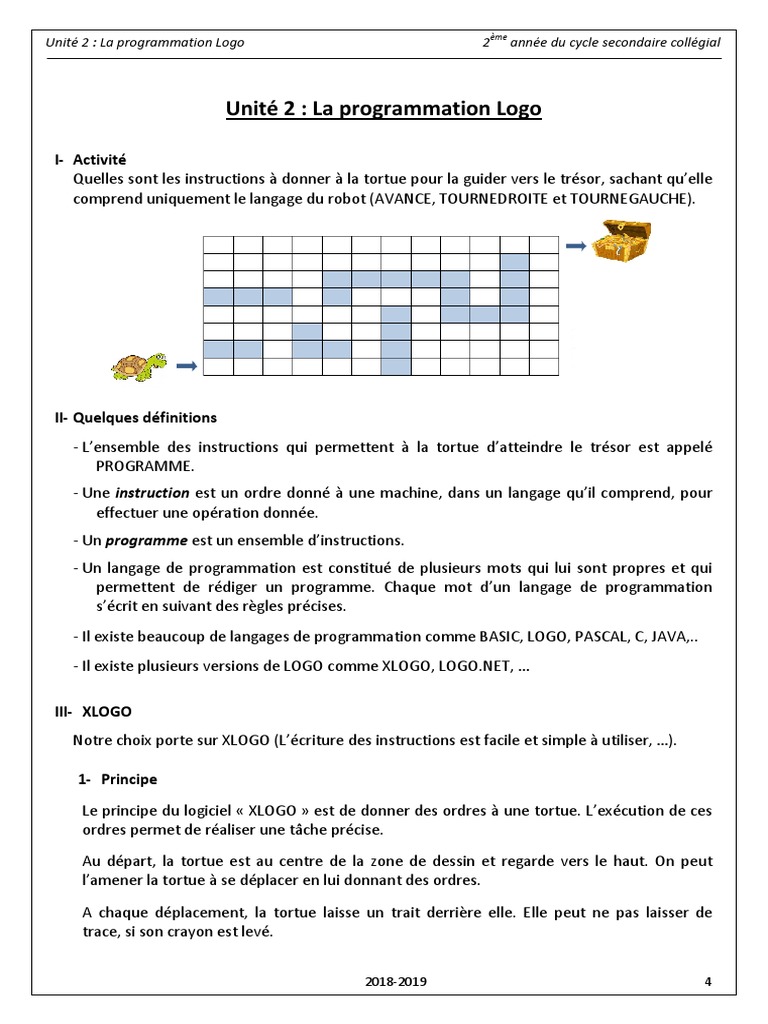 Programmation Logo en 2ème année | PDF | Langage de programmation ...