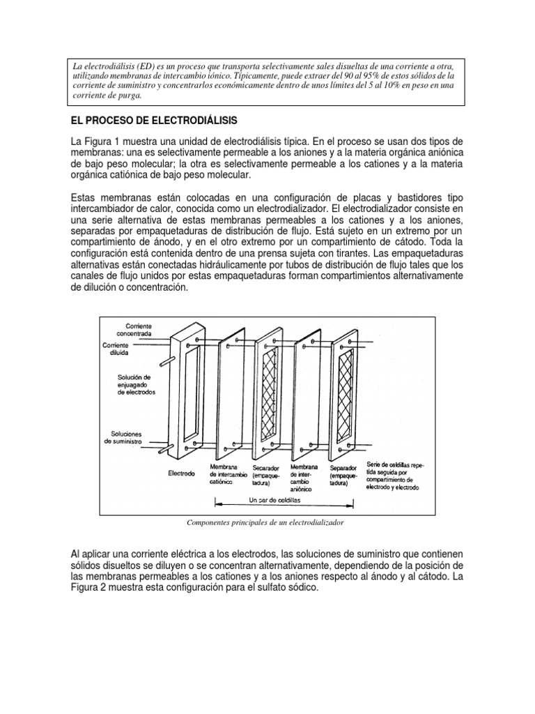 Proceso de Electrodiálisis: Membranas y Eficiencia | PDF | Ánodo ...