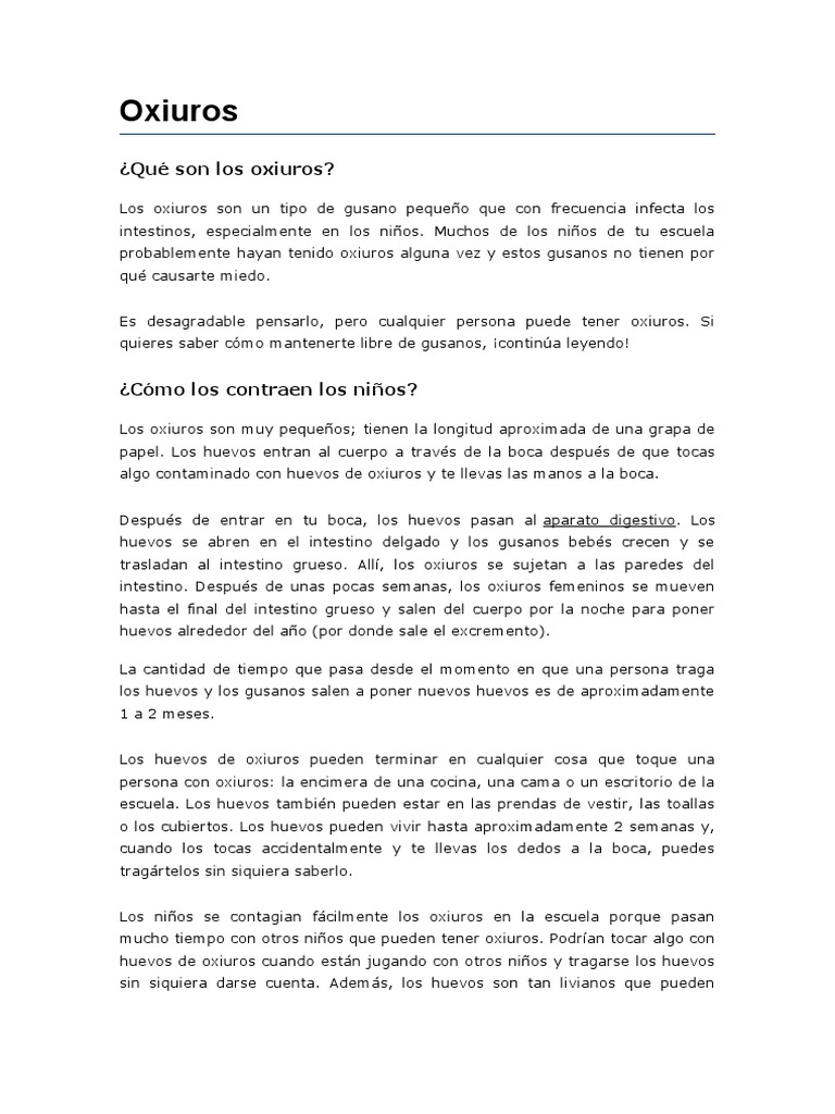 Oxiuros | PDF | Bienestar | Medicina