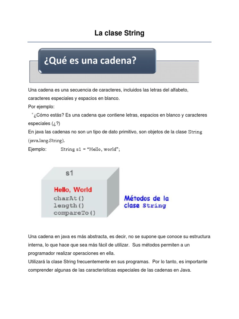 La Clase String | PDF | Cadena (informática) | Java (lenguaje de ...
