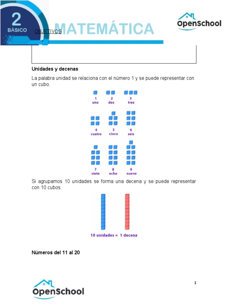 MATEMATICA - GUIA 3. Unidades y Decenas | PDF