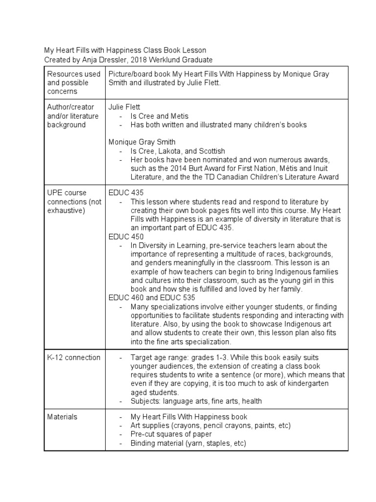 My Heart Fills With Happiness Class Book Lesson | PDF | Books | Teachers