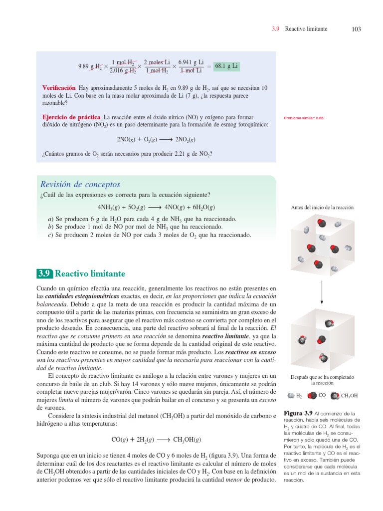 Reactivo Limitante en Reacciones Químicas | PDF | Reacciones químicas | Mole (Unidad)