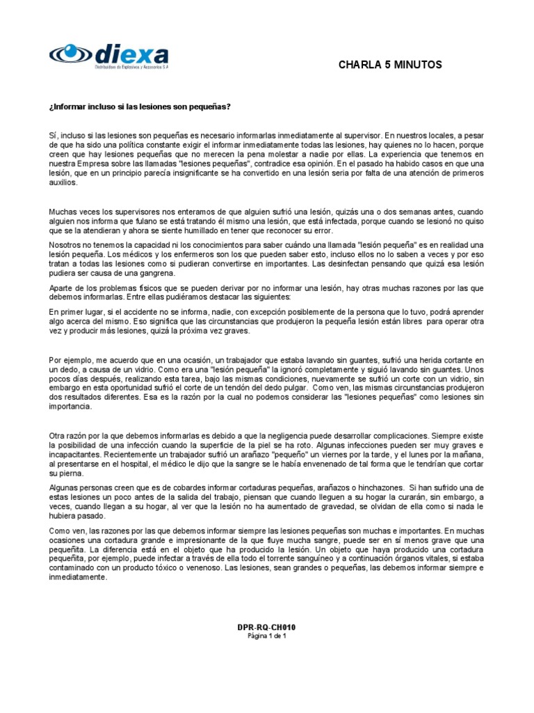 DPR-RQ-CH010 (Informar Incluso Si Las Lesiones Son Pequeñas) | PDF ...