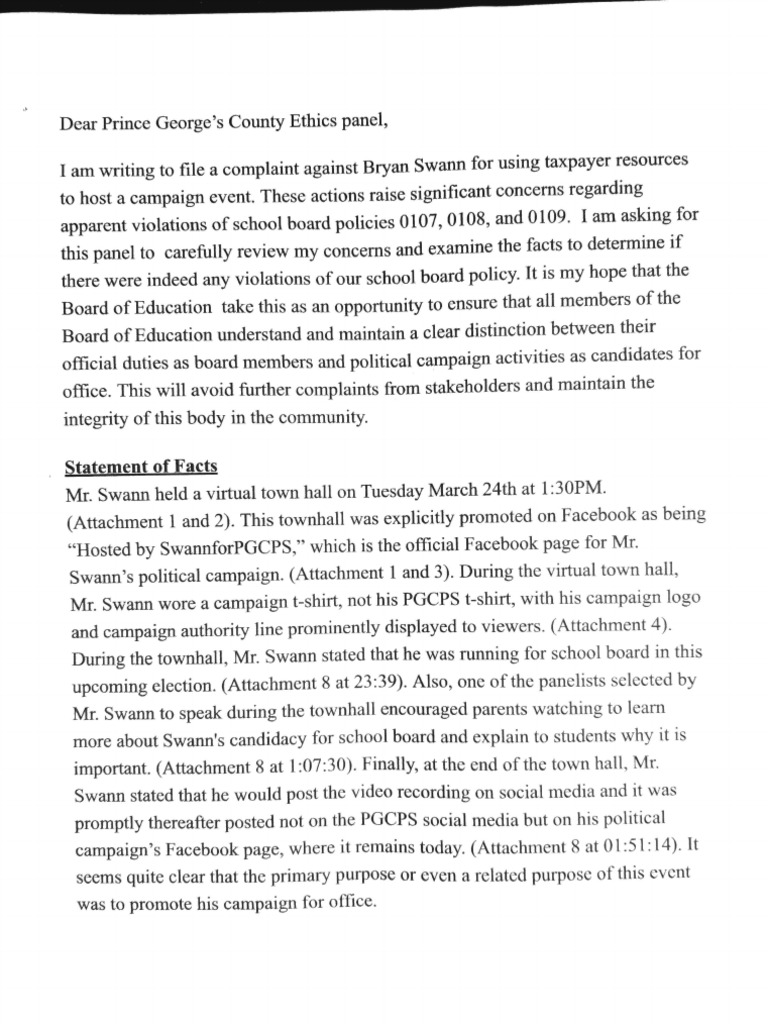 Ethics Complaint Letter | PDF