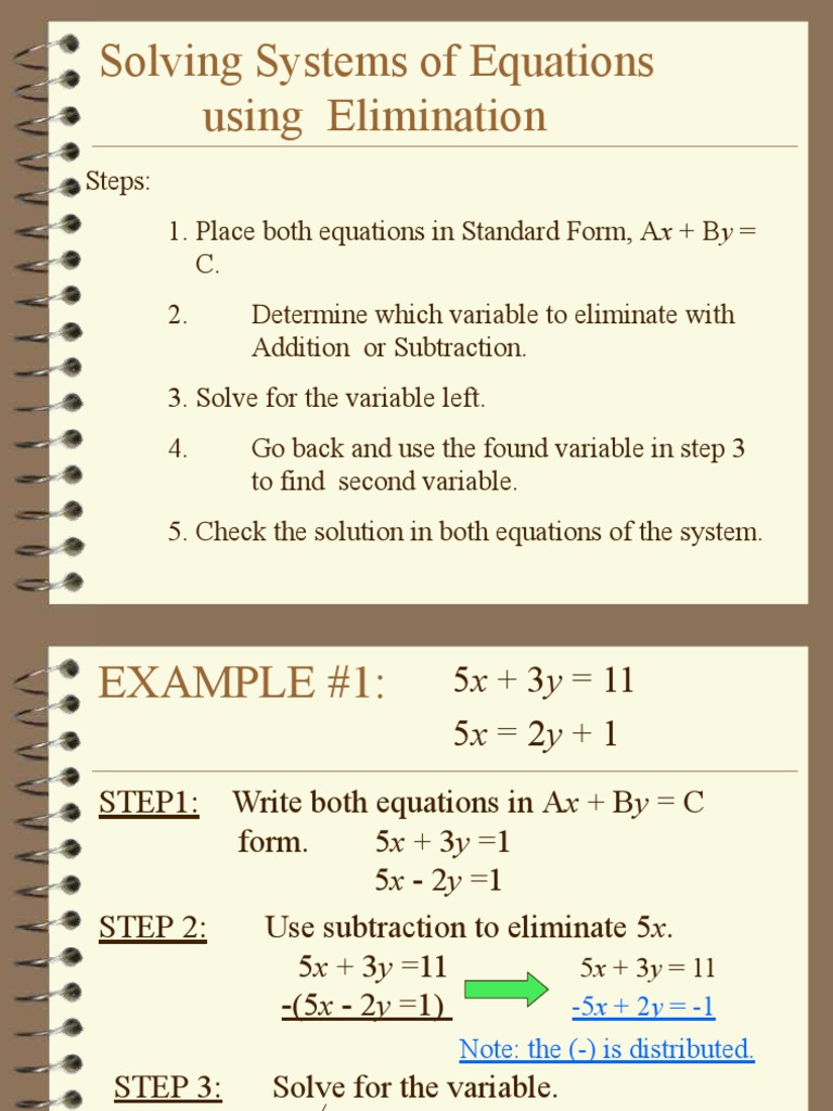 Solving Systems of Equations Using Elimination | PDF | Equations ...