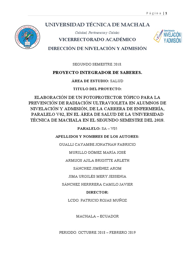 Camilo - Proyecto Integrador de Saberes | PDF | Ultravioleta | Radiación electromagnética