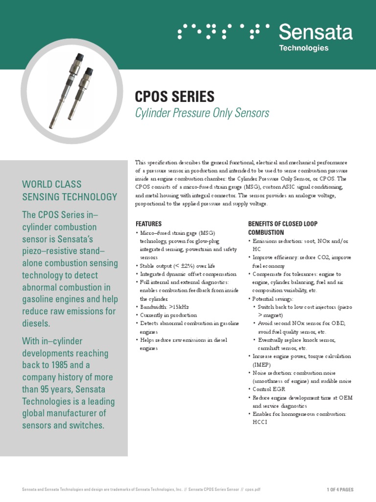 Cylinder Combustion Sensor | PDF | Engines | Diesel Engine