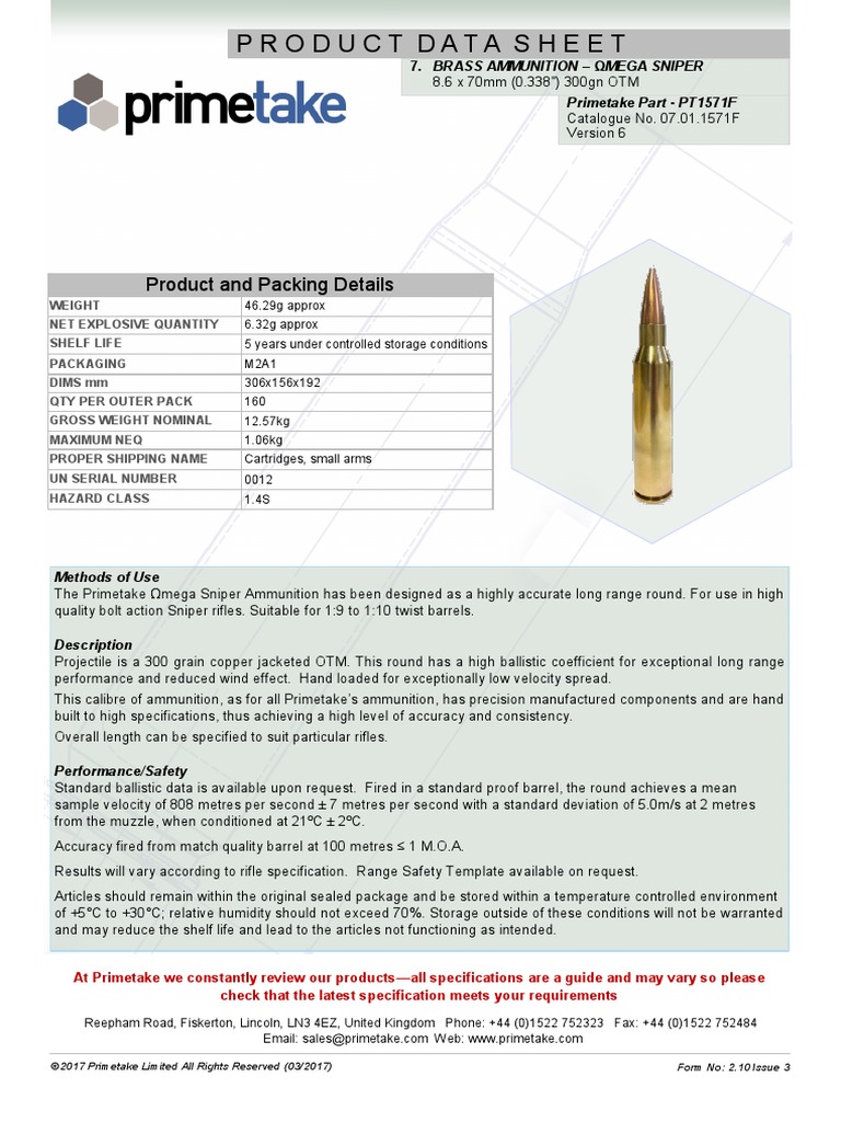 Product Data Sheet: Product and Packing Details | PDF | Gun Barrel | Rifle