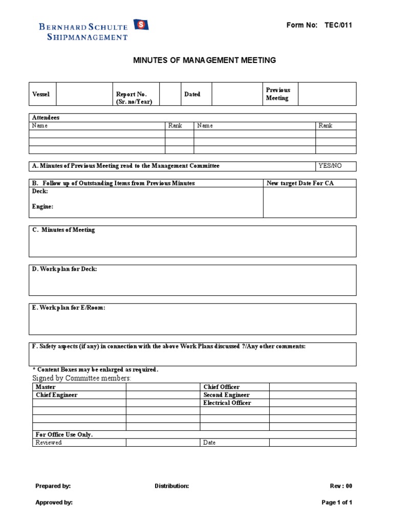 Management Meeting Minutes Template | PDF