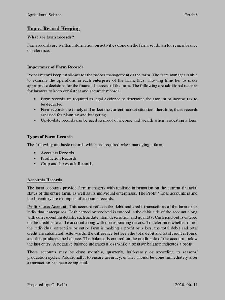 Importance of Farm Record Keeping | PDF | Debits And Credits | Farms