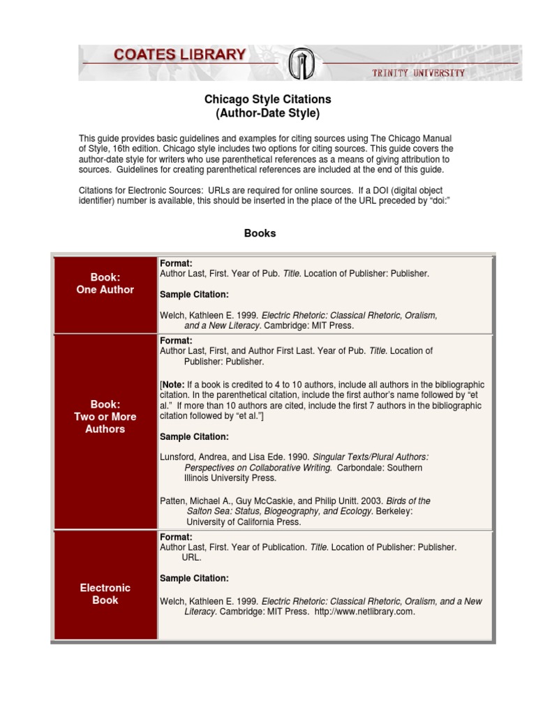 Chicago Style Citations (Author-Date Style) | PDF