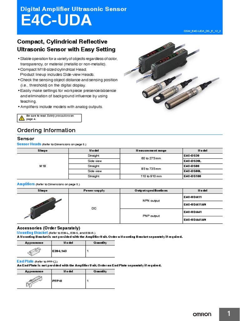 E4C-Uda: Compact, Cylindrical Reflective Ultrasonic Sensor With Easy ...
