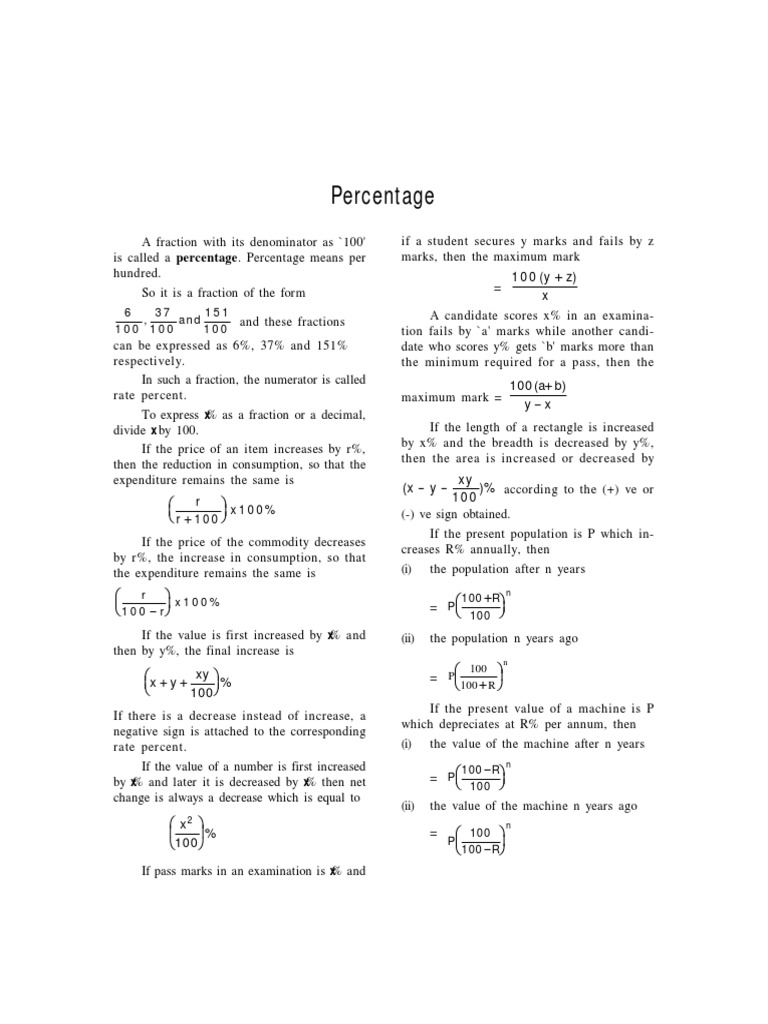Percentage Questions | Download Free PDF | Percentage | Fraction ...