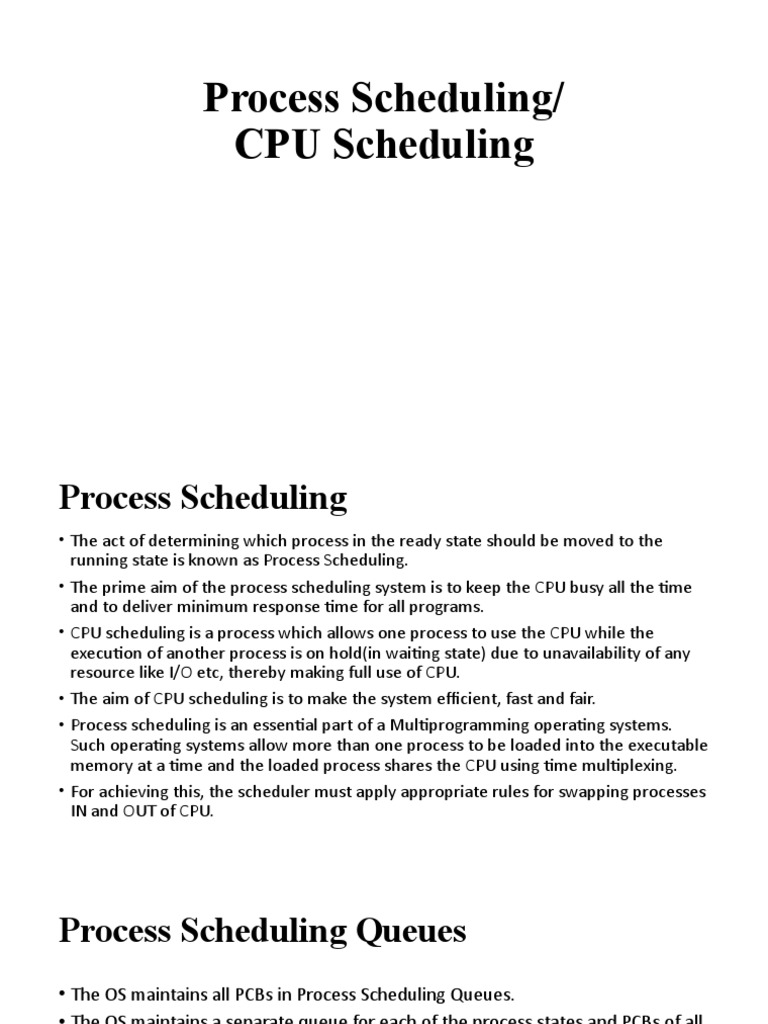 Lecture 4 - Process - CPU Scheduling | PDF | Scheduling (Computing) | Process (Computing)