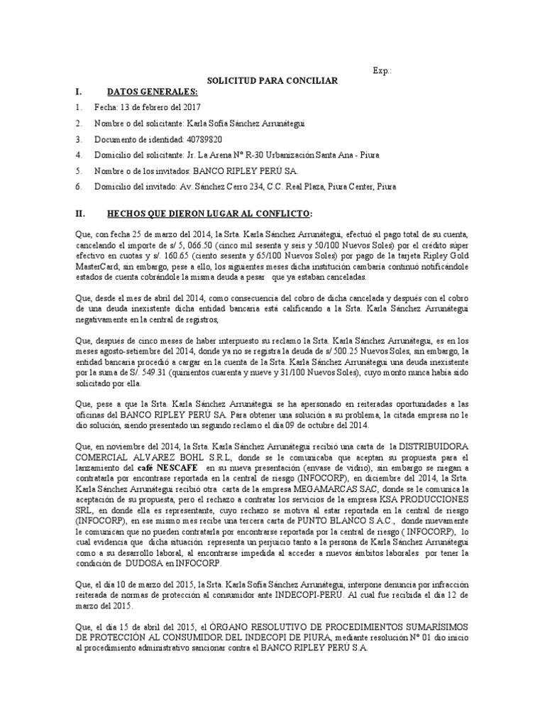 Solicitud de Conciliar | PDF | Bancos | Deuda