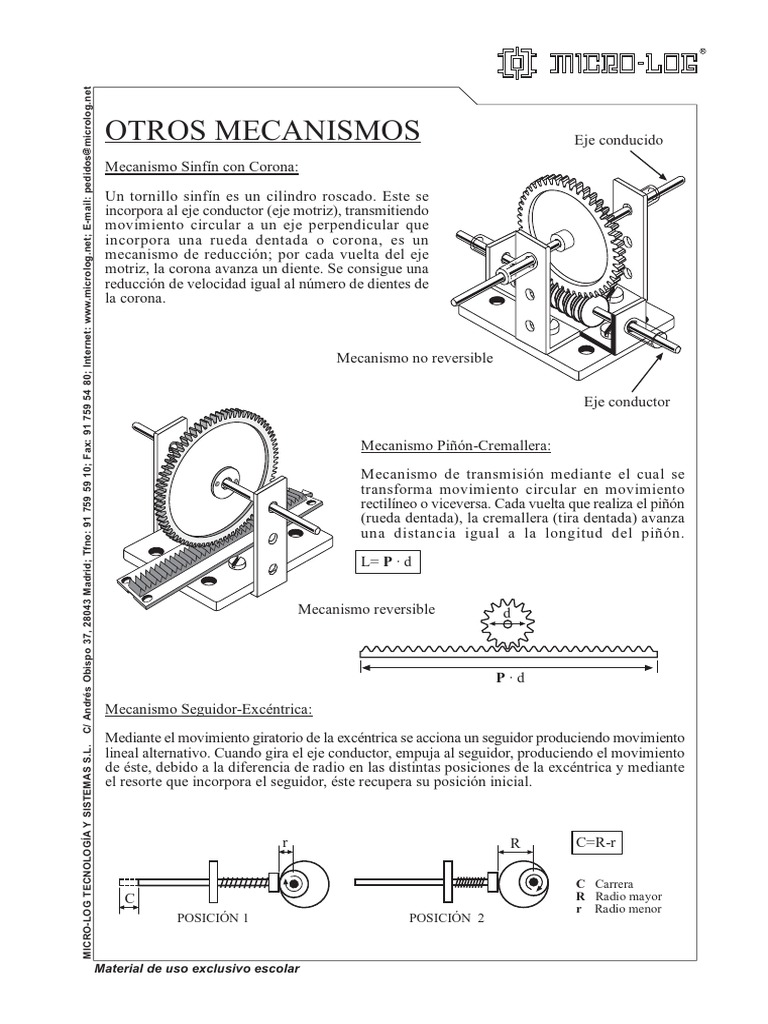 Tipos de Mecanismos | PDF | Engranaje | Eje