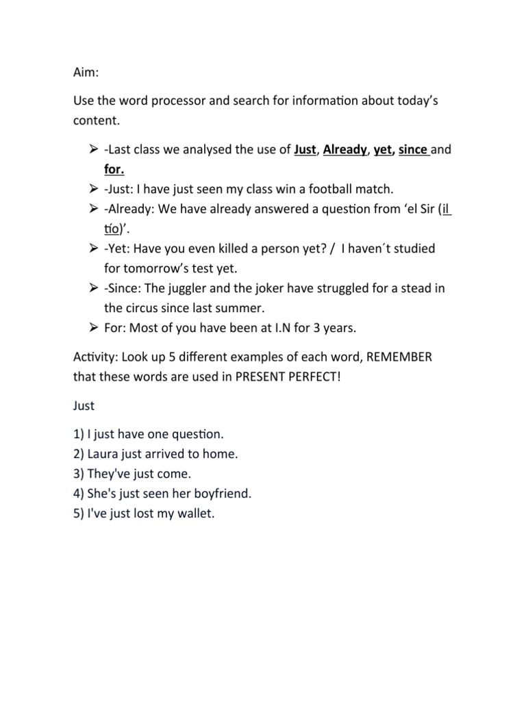 Just 1) I Just Have One Question. 2) Laura Just Arrived To Home. 3 ...