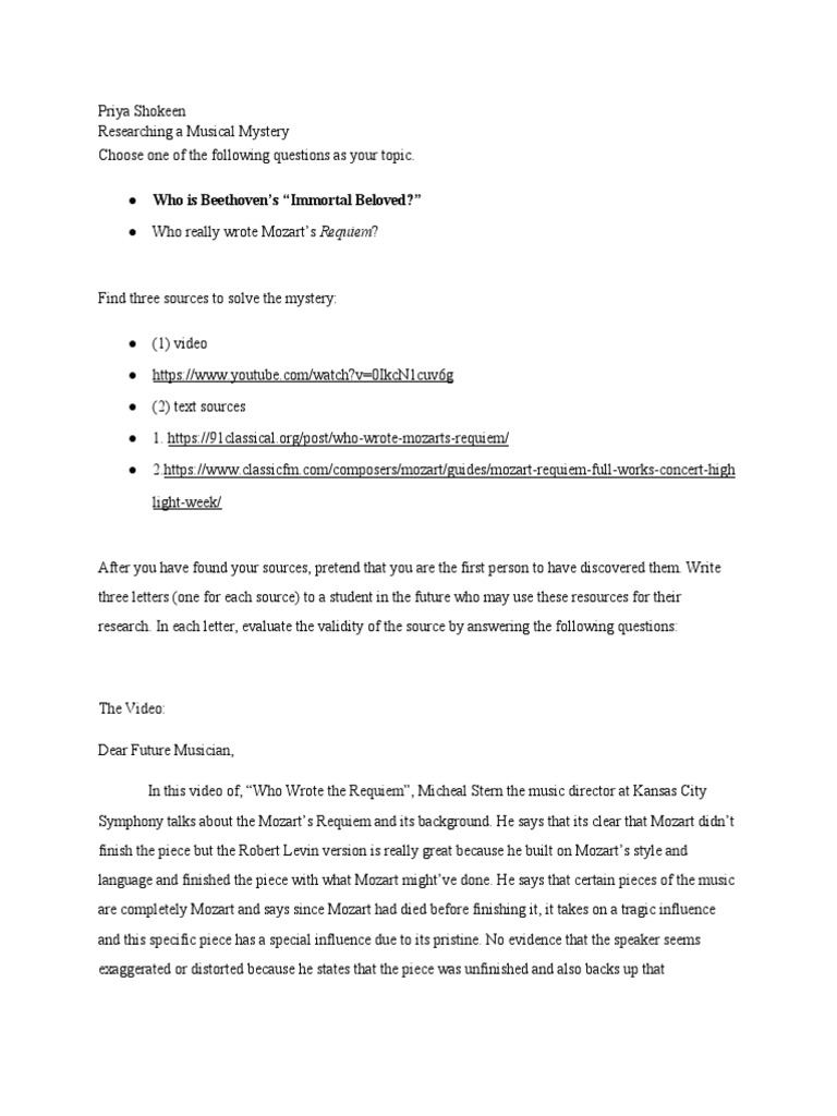 Unit 7 Activity 1 | PDF | Wolfgang Amadeus Mozart