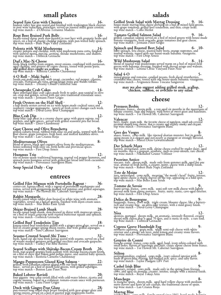 Gourmet Small Plates and Salads Menu | PDF | Sushi | Salad