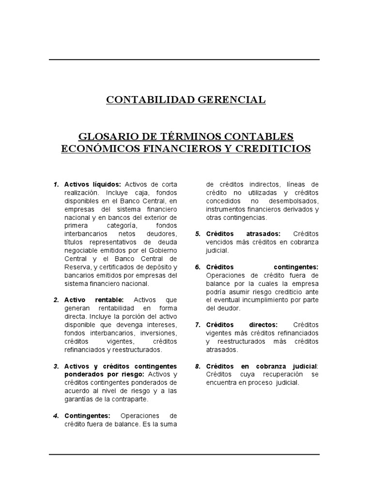 Glosario de Términos Económicos y Financieros | PDF | Crédito ...