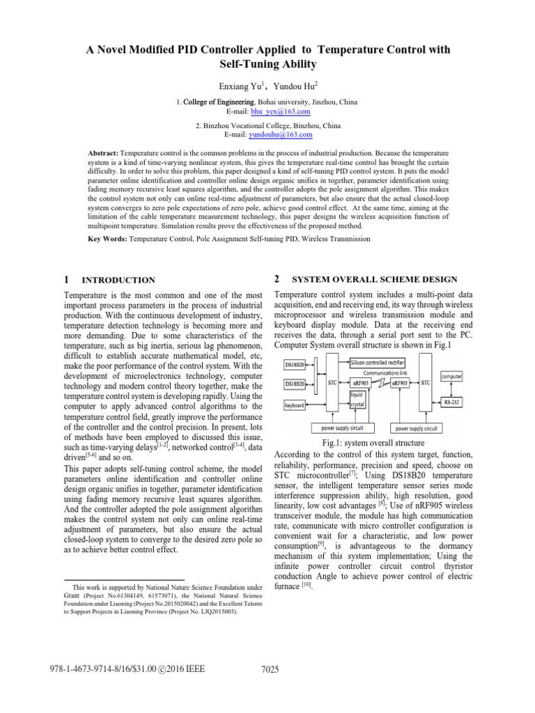 A Novel Modified PID Controller Applied To Temperature Control With ...