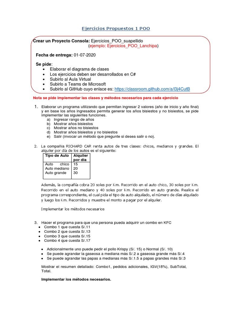 Ejercicios Propuestos Poo Pdf Ocio Informática Y Tecnología De La Información