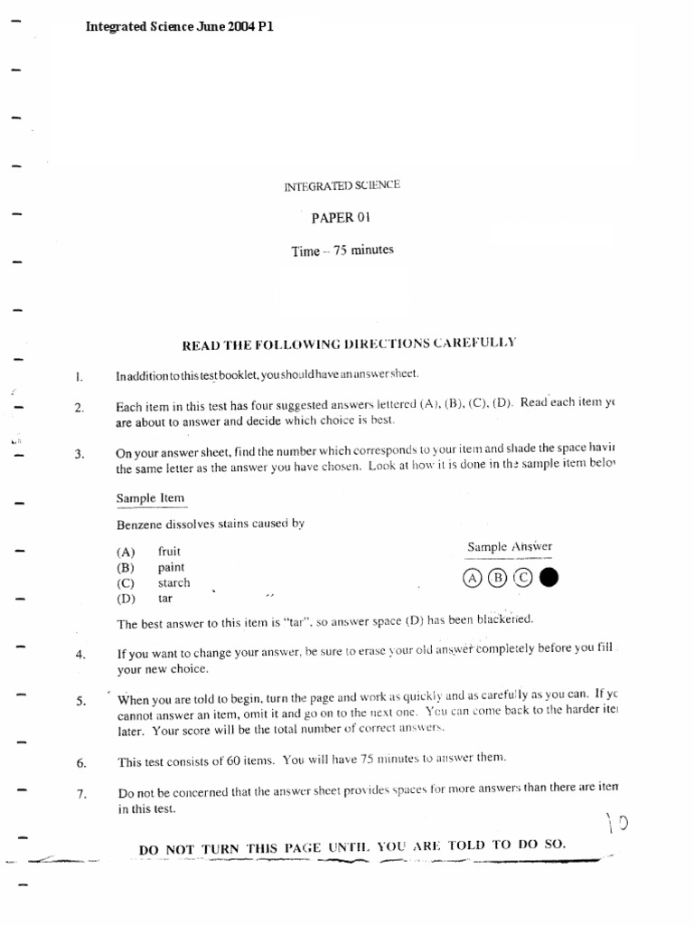 CSEC Integrated Science Paper 1 Exam | PDF