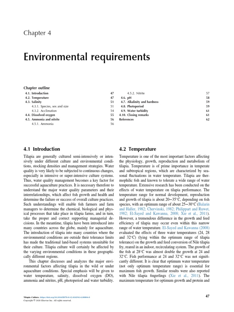 Environmental Requirements: 4.2 Temperature | PDF | Water | Biology