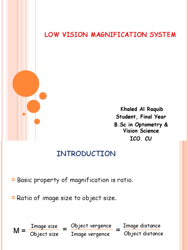Low Vision Magnification Techniques | PDF | Optics | Electromagnetic ...