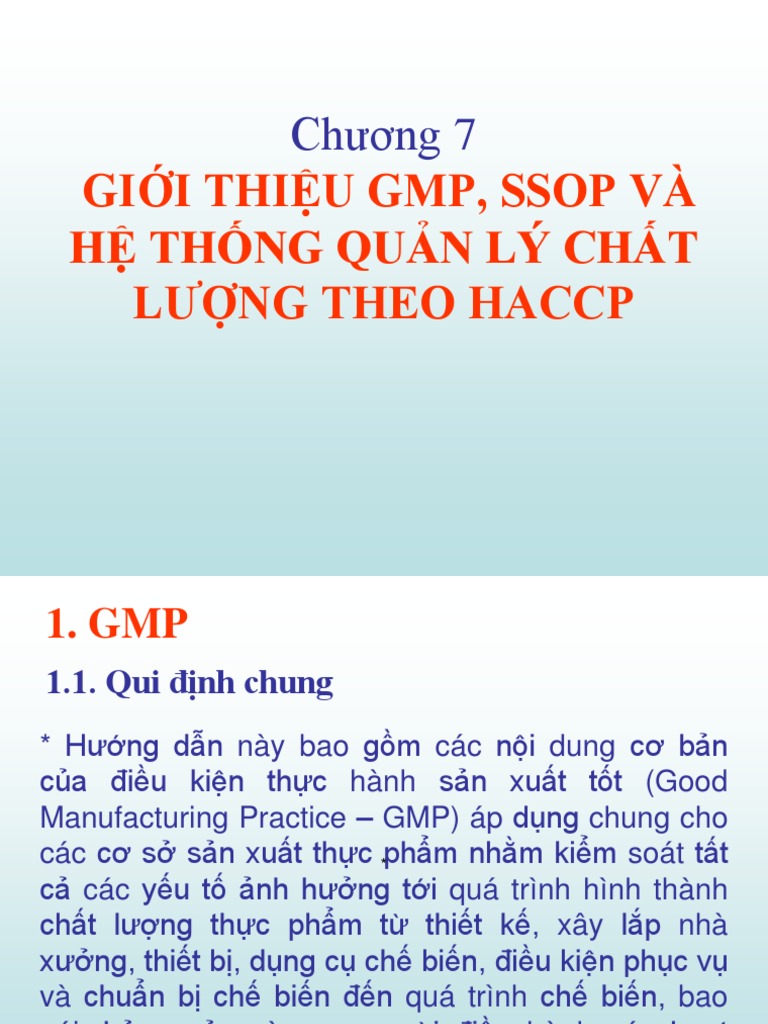 Chuong 7 - Haccp - GMP - Ssop | PDF