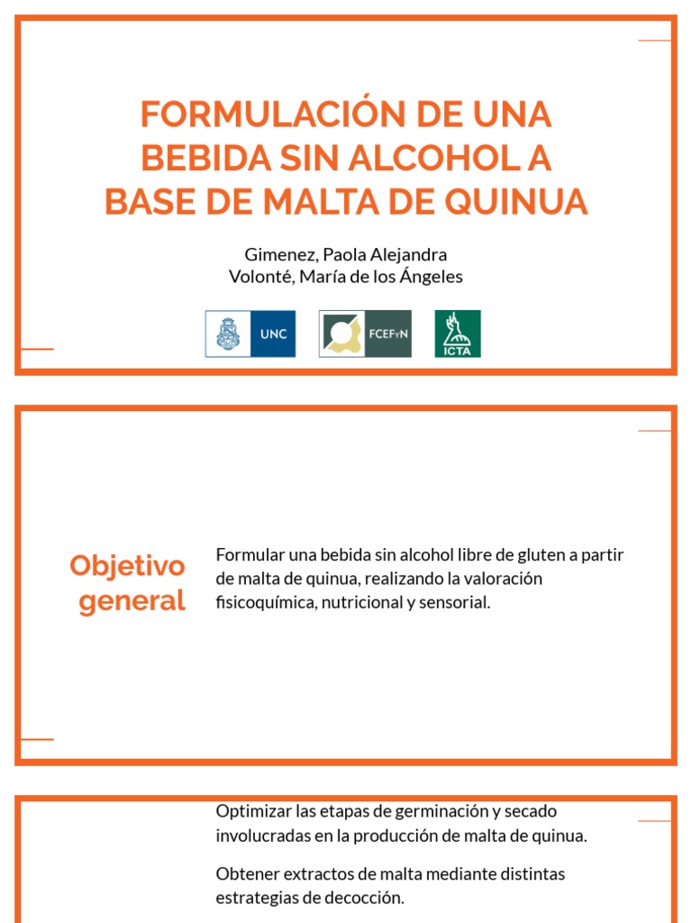 Presentación Malta de Quinua | PDF | Filtración | Quinua