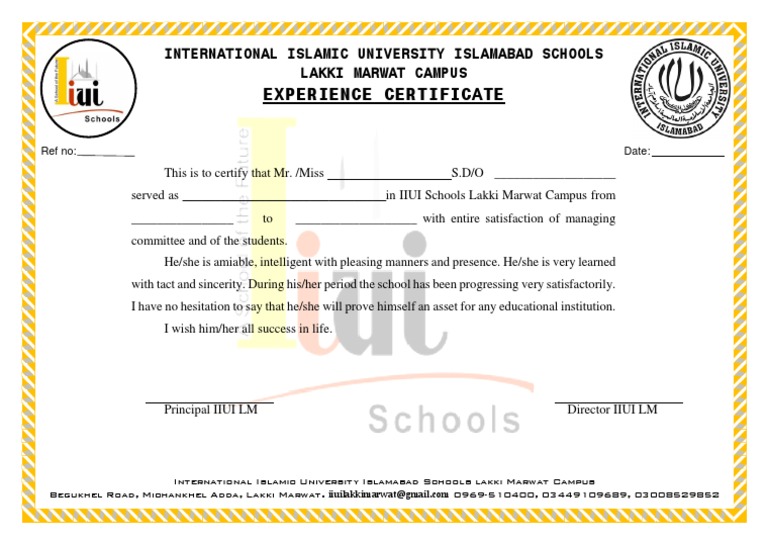 Iiui Experience Certificate | PDF