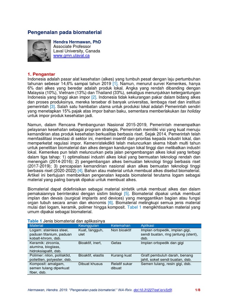Pengenalan Biomaterial Logam - HH20190113 | PDF