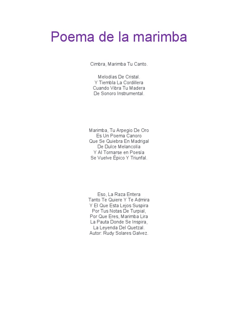 Poema a la Marimba de Guatemala | PDF
