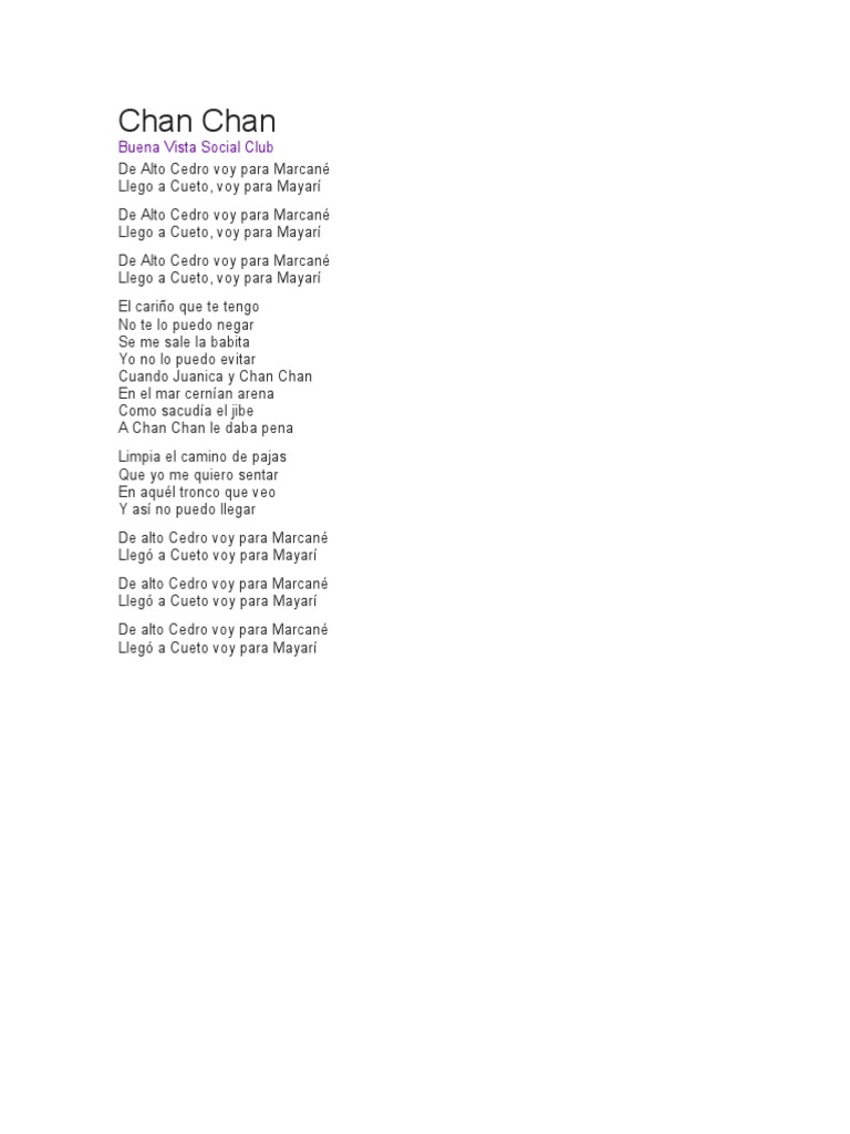 Chan Chan Letra | PDF