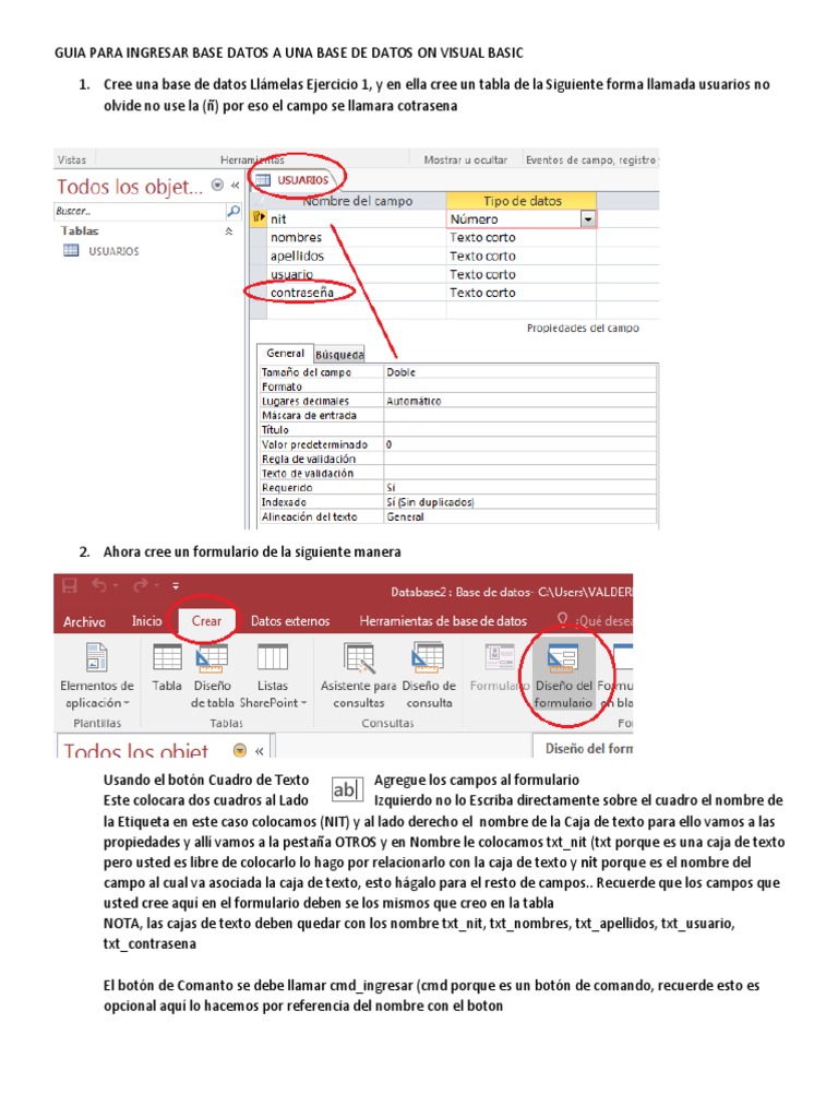 Guia para Ingresar Base Datos A Una Base de Datos On Visual Basic PDF | Descargar gratis PDF ...