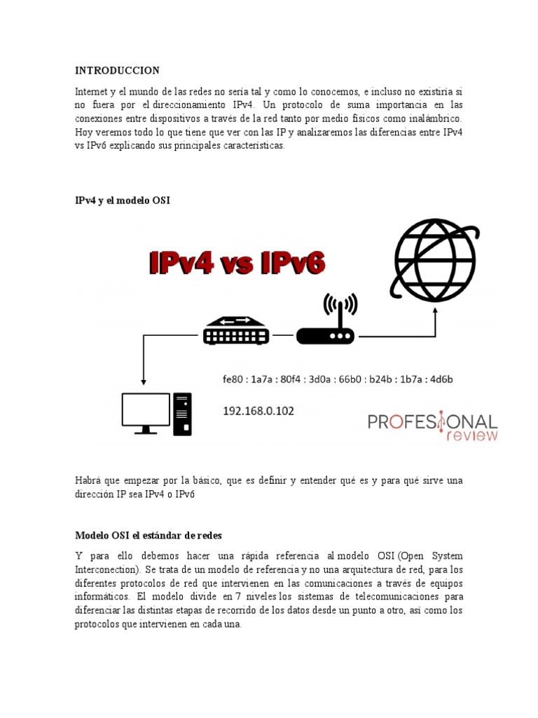 INTRODUCCION | PDF | Protocolos de internet | Yo Pv6