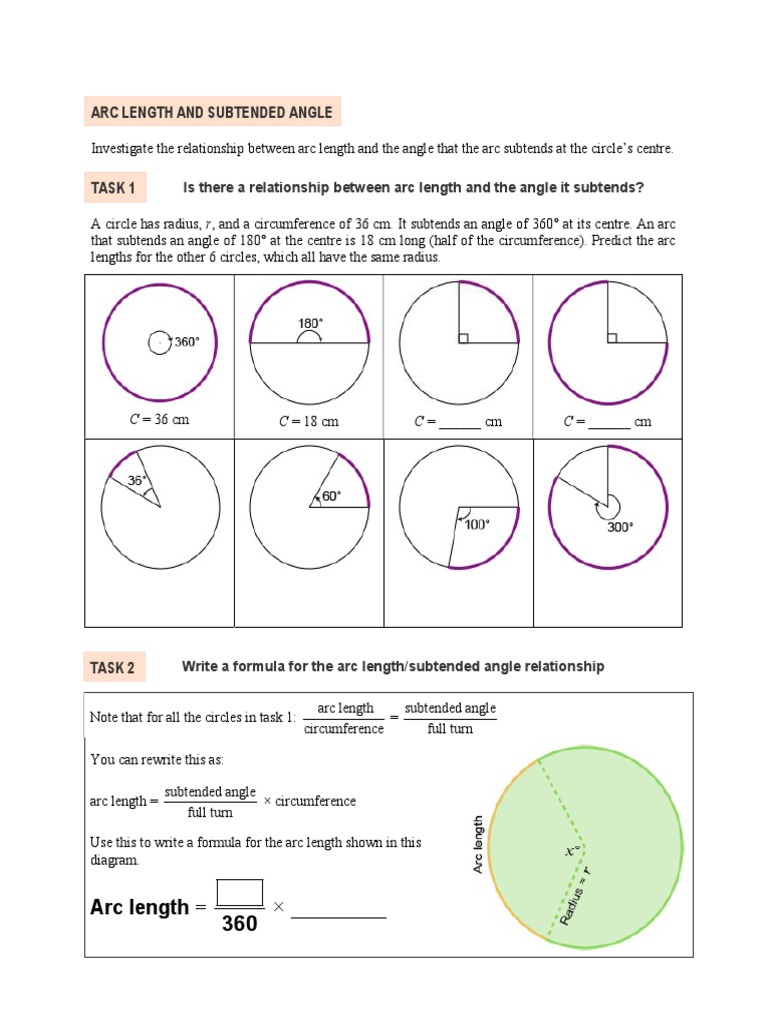 Arc Length and Subtended Angle | PDF