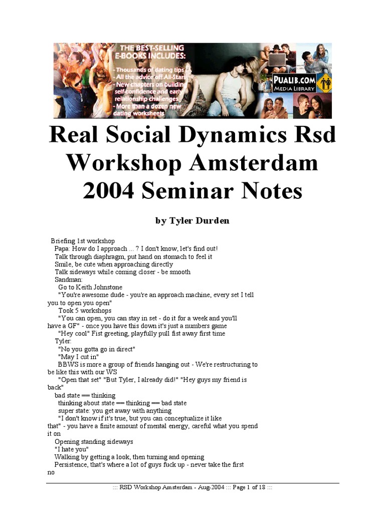 Tyler Durden - Real Social Dynamics RSD Workshop Amsterdam 2004 Seminar ...