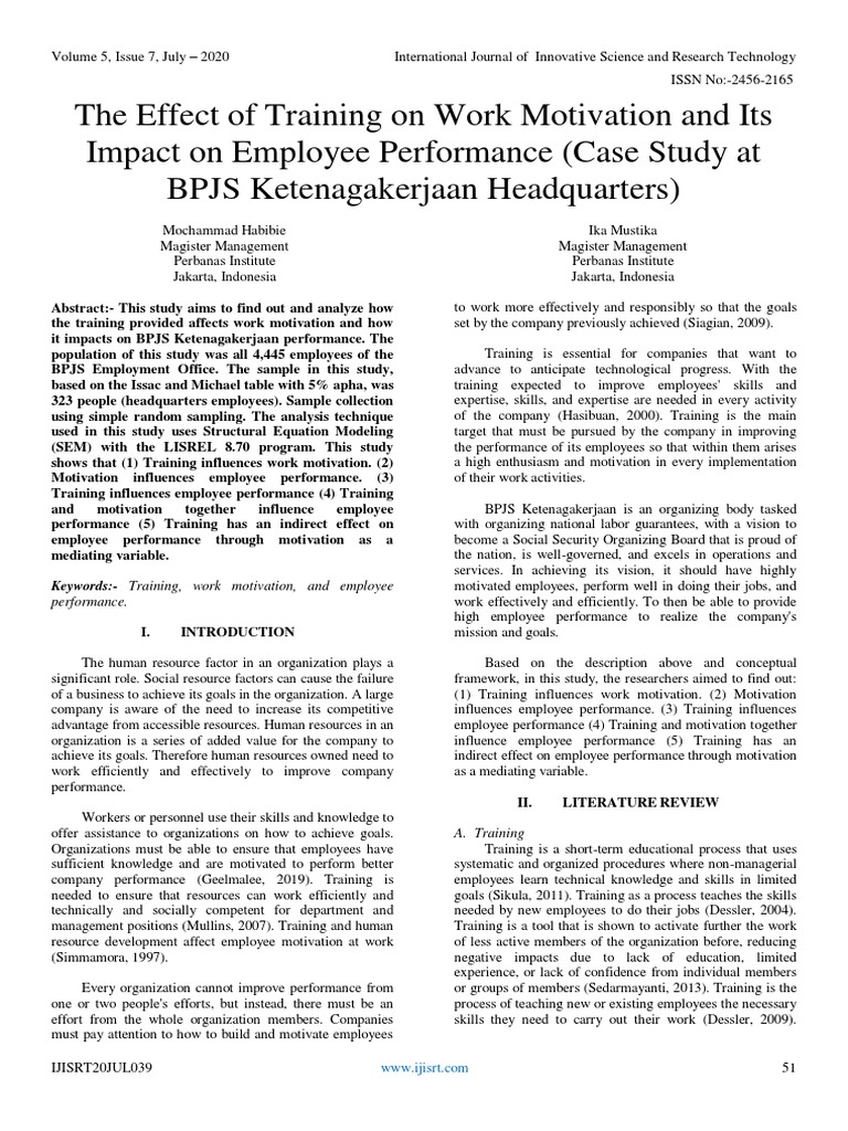 The Effect of Training On Work Motivation and Its Impact On Employee ...