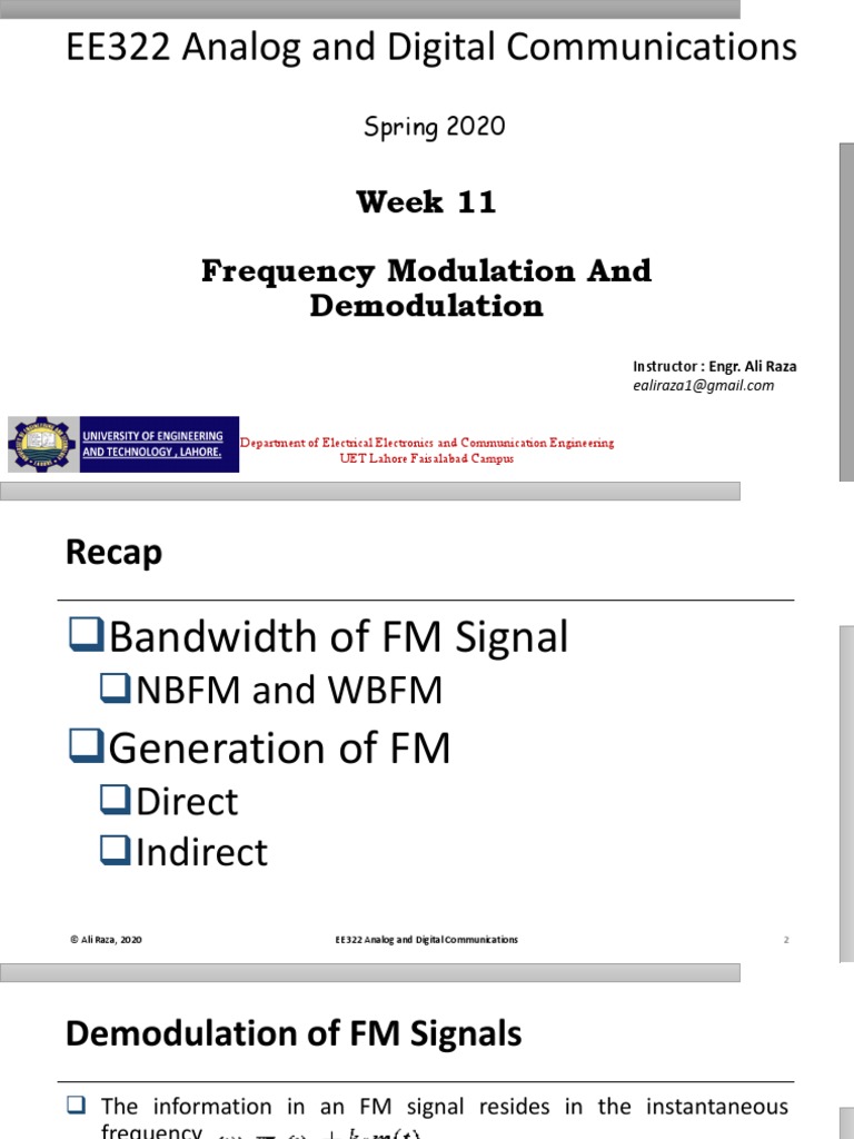 Lecture 11 Pdf Pdf Frequency Modulation Detector Radio