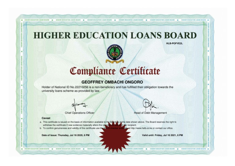 0 - Helb Compliance Certificate. | PDF