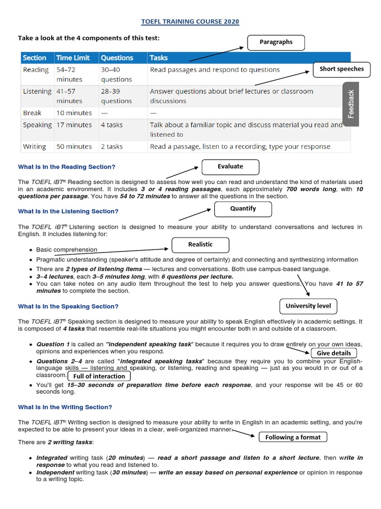 Take A Look at The 4 Components of This Test:: Paragraphs | PDF | Test ...