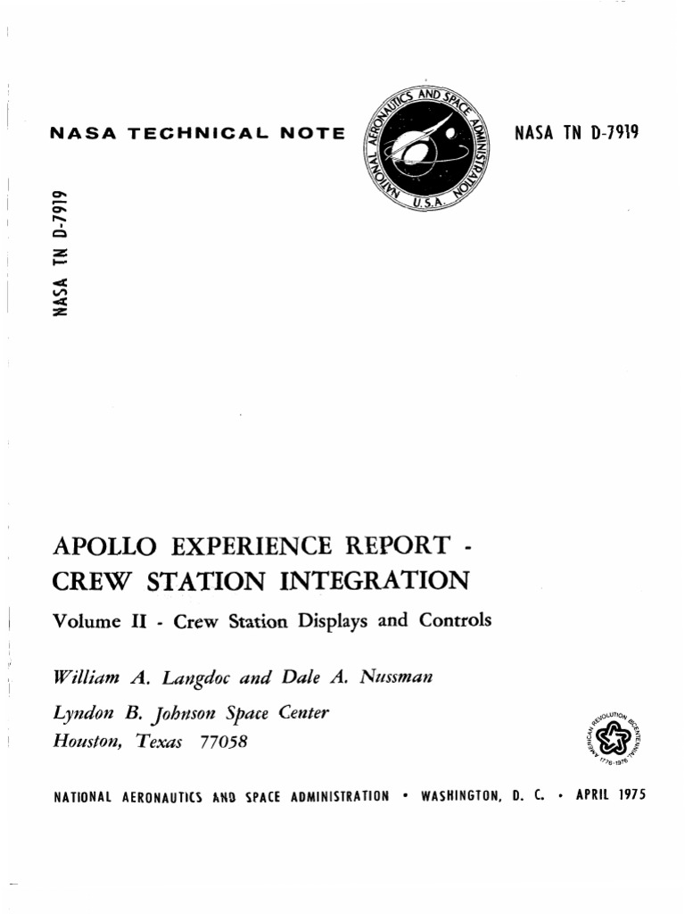 Apollo Experience Report Crew Station Integration Volume II Crew ...