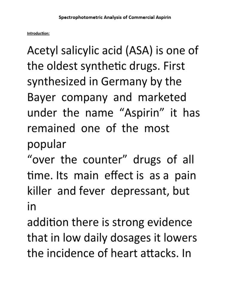 Aspirin Worksheet | PDF | Aspirin | Ultraviolet–Visible Spectroscopy