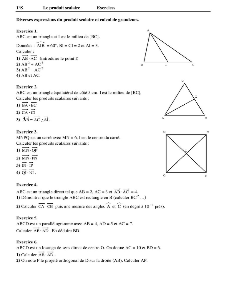 Exercices-Produit-Scalaire SSS PDF | PDF