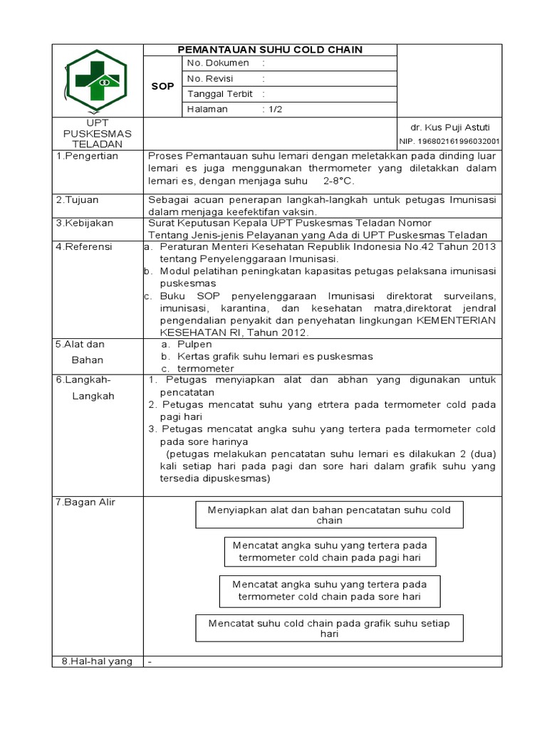 Sop Pemantauan Suhu Cold Chain | PDF | Kesehatan Holistik | Teknologi ...